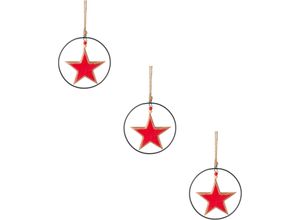 4064118995210 - Dekostern CREATIV DECO Weihnachtsstern Weihnachtsdeko rot Dekosterne Gr Ø 2000 cm rot Weihnachtssterne mit Enamel-Lackierung und Metallring Durchmesser Stern 15 cm