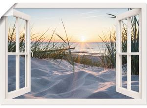 4062144600313 - Wandbild ARTLAND Ostseestrand durchs Fenster Bilder Gr B H 100 cm x 70 cm Poster Meer Bilder Querformat 1 St beige (naturfarben) Kunstdrucke als Alubild Leinwandbild Wandaufkleber oder Poster in versch Größen