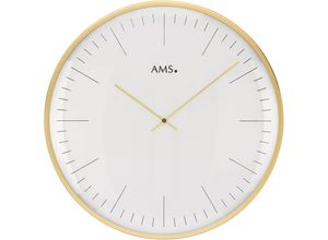 4037445154063 - Wanduhr AMS W9541 gold (goldfarben) Wanduhren B H L 5cm QuarzuhrWohnzimmerEsszimmerKücheArbeitszimmerBüroFlur