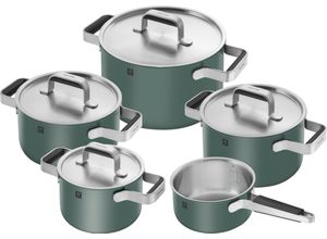 4009839676369 - Kochtopfset Pure  Grün  Metall  5-teilig  16 cm20 cm16 cm  rund  backofengeeignet  Kochen Töpfe Topfsets