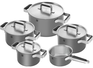 4009839676048 - Kochtopfset Pure  Grau  5-teilig  16 cm20 cm16 cm  rund  backofengeeignet  Kochen Töpfe Topfsets