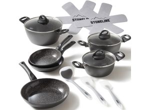 4020728157103 - STONELINE Topf-Set Aluminium (Set 14-tlg Bratentopf 22 cm je 1 Kochtopf 18 20 cm je 1 Bratpfanne 16 20 24 cm) Keramik-Antihaftbeschichtung Induktion grau