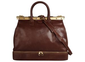 4260253335045 - Reisetasche PIKÉ Gr B H T 48cm x 36cm x 20cm onesize braun Leder glänzend Taschen echt Leder Made in Italy