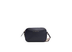 8721185079545 - Umhängetasche TOMMY HILFIGER TH LOGOTAPE CAMERA BAG Damen Gr B H T 13cm x 195cm x 5cm blau (dunkelblau) Lederimitat unifarben Taschen Damen Schultertasche Minibag mit Logo-Schriftzug auf Umhängeriemen