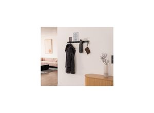 4058166273611 - Garderobenleiste hook inkl Haken und Magnete - Schwarz Farbe Schwarz Flurgarderobe Garderobenpaneel Kleiderhaken Wand - Home Deluxe