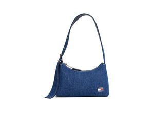 8721222624158 - Schultertasche TOMMY JEANS TJW COOL DENIM SHOULDER BAG Damen Gr B H T 23cm x 14cm x 8cm jeansblau Baumwolle Lederimitat Taschen Damen Minibag Umhängetasche mit Ziernähten