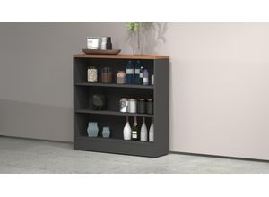8056244377530 - Küchenregal KOCHSTATION SoleRegalStandregalKüchenregalAblageregal grau (anthrazit anthrazit matt wotan eiche) B90cm H90cm T25cm Regale Kombinierbar mit Kücheninsel Serie Sole Kochstation