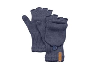 4251722645277 - Strickhandschuhe CHILLOUTS Thilo Glove Damen blau Feinstrick Materialmix unifarben Handschuhe wird durch die Klappe zu Fäustlingen Daumen geschlossen