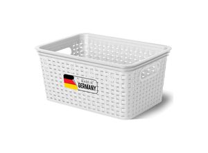 4251888532848 - Novaliv Aufbewahrungskorb in Rattan-Optik ohne Deckel Weiß Kunststoff 5L Nestbar Storage boxes BPA-frei Ideale Aufbewahrungsbox Organizer Box Ordnungsbox für Ordnungssystem
