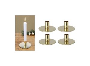 4251888517180 - 4er-Set Stabkerzenhalter Metall Gold 10x5cm Home Deko weihnachtliche Tischdeko Kerzenständer Kerzenpin scandic chic Vintage Kerzenhalter Retro Wohnzimmerdekoration Dekoschale
