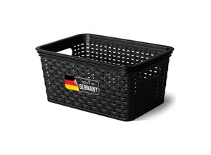 4251888532244 - Novaliv Aufbewahrungskorb in Rattan-Optik ohne Deckel Schwarz Kunststoff 5L Nestbar Storage boxes BPA-frei Ideale Aufbewahrungsbox Organizer Box Ordnungsbox für Ordnungssystem