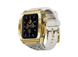 4255785151584 - Für Apple Watch Series 9 8 7 45   SE 6 5 4 Silikon Band Metall Gehäuse