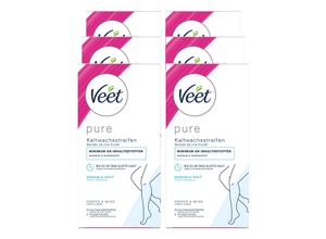 4002448101130 - Veet PURE Kaltwachsstreifen Beine & Körper sesible Haut 20 Stück 6er Pack
