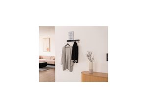 4058166273604 - Garderobenleiste hook inkl Haken und Magnete - Schwarz Farbe Schwarz Flurgarderobe Garderobenpaneel Kleiderhaken Wand - Home Deluxe