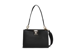 8721222623519 - Satchel TOMMY HILFIGER TH HER MED SATCHEL Damen Gr B H T 245cm x 185cm x 12cm schwarz Lederimitat Taschen Damen Handtasche Tragetasche Umhängetasche mit TH- Steckverschluss