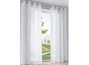 4016478979010 - Vorhang KUTTI Jasmin Vorhang weiß B135cm H175cm Polyester Gardinen halbtransparent leicht und luftig bestickt