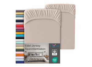 4255636668650 - NYVI Edel Jersey Spannbettlaken Deluxe für Matratzen bis 25 cm Steghöhe - 100% Baumwolle supergekämmt 140g m² Rundumgummizug FarbeBasalt Größe140-160 x 200 cm (2er Set)