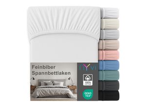 4255636667233 - NYVI Feinbiber Spannbettlaken Deluxe für Matratzen bis 25 cm Steghöhe - Extra Warm & Weich 100% Baumwolle Bügelfrei Vorgekrumpft FarbeWeiß Größe100x200 cm