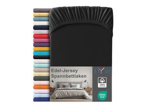 4255636666489 - NYVI Edel Jersey Spannbettlaken Deluxe für Matratzen bis 25 cm Steghöhe - 100% Baumwolle supergekämmt 140g m² Rundumgummizug FarbeSchwarz Größe180-200 x 200 cm
