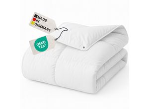 4255636668070 - NYVI 4-Jahreszeiten Bettdecke Deluxe Mikrofaser Feinbatist mit Peach Touch - 3in1 Sommerdecke & Übergangsdecke & Winterdecke FarbeWeiß Größe155x220 cm