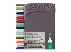 4255636666861 - NYVI Edel Jersey Spannbettlaken Deluxe für Matratzen bis 25 cm Steghöhe - 100% Baumwolle supergekämmt 140g m² Rundumgummizug FarbeGraphit Größe140-160 x 220 cm