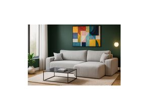 4065680003952 - Inter Trading Ecksofa Austin 272x224 cm Cord Silbergrau Poso 110
