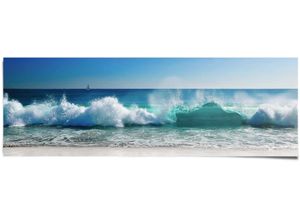 8714597587760 - Poster REINDERS Stürmische Wellen Meer - Strandbilder - Wasser - Urlaub blau (farbe bild(er) blau) B158cm H53cm Papier Bilder