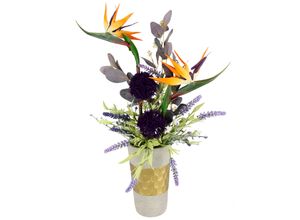 4019844809515 - Kunstblume IGEA Gesteck aus Strelitzie Allium und Lavendel orange B34cm H70cm L30cm Polyester Kunstpflanzen