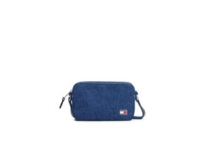 8721222623786 - Mini Bag TOMMY JEANS TJW COOL DENIM CAMERA BAG Damen Gr B H T 205cm x 125cm x 6cm blau (jeansblau) Lederimitat Textil Taschen Damen Schultertasche Minibag Umhängetasche mit Logoflagge