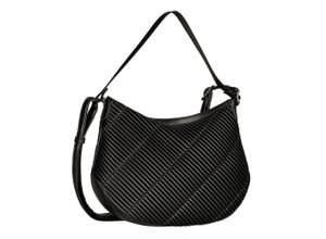 4255619927095 - Umhängetasche GABOR Finley Damen Gr B H T 31cm x 22cm x 7cm schwarz Polyurethan Taschen abgesteppte Falten auf weichem Lederimitat in diagonaler Linienführung