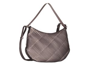 4255619927118 - Umhängetasche GABOR Finley Damen Gr B H T 31cm x 22cm x 7cm silber (silberfarben) Polyurethan Taschen abgesteppte Falten auf weichem Lederimitat in diagonaler Linienführung