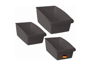 4251888513588 - Novaliv Medikamenten Organizer Set Hausapotheke 3er Set (2 Stück 25 x 12 cm und 1 Stück 25 x 16 cm) ANTHRAZIT GRAU - Medikamentenbox Aufbewahrung für Pillen Tablettenbox Pflasterbox Medizinbox