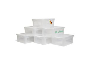 0745114604484 - 6x Aufbewahrungsboxen mit Deckel 16L transparente Boxen stapelbare Nestbar Storage boxes mit Clipverschluss Kunststoff BPA-frei 41x34x17 cm