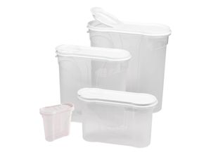4251888521798 - Novaliv Schüttdosen 4er SET 1x Salzstreuer plus 3x Vorratsdosen zum Streuen 4l + 24l + 13l Dose mit Deckel für Müsli Mehl Zucker Dosen Küchen Organizer Food Box Meal-Prep-Boxen Aufbewahrungsdose