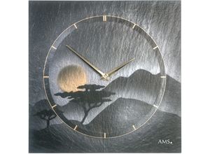 4037445153776 - Wanduhr AMS W9514 gold (schwarz goldfarben) Wanduhren B H L 30cm x 30cm Made in GermanySchieferWohnzimmerEsszimmerKücheArbeitszimmer