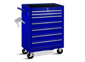 4260486781084 - Werkstattwagen Rollwagen Werkzeugwagen Werkzeugkiste Fächer Toolbox Werkzeug box 7 Fächer Blau - Masko