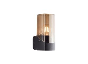 4004353435744 - Minou Außenwandleuchte IP44 - Wandleuchte außen schwarz Rauchglas E27 - Standard & LED Leuchtmittel geeignet - Wetterfeste Außenleuchte modern für Hauswand Terrasse Eingang - 20cm hoch
