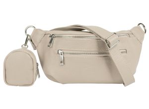 4260543063566 - Gürteltasche SAMANTHA LOOK Damen Gr B H T 27cm x 16cm x 5cm onesize beige Leder leicht glänzend unifarben Taschen echt Leder Made in Italy