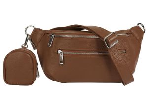 4260543063573 - Gürteltasche SAMANTHA LOOK Damen Gr B H T 27cm x 16cm x 5cm onesize braun (cognac) Leder leicht glänzend unifarben Taschen echt Leder Made in Italy