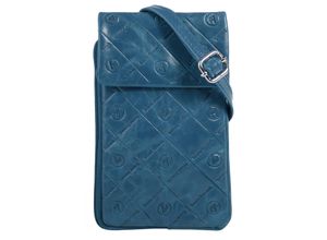 4262391925089 - Umhängetasche BRUNO BANANI Damen Gr B H T 13cm x 20cm x 3cm onesize blau Leder leicht glänzend unifarben Taschen echt Leder