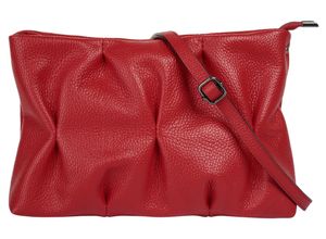 4260543054762 - Umhängetasche CLUTY Damen Gr B H T 24cm x 20cm x 5cm onesize rot Leder leicht glänzend unifarben Taschen echt Leder Made in Italy