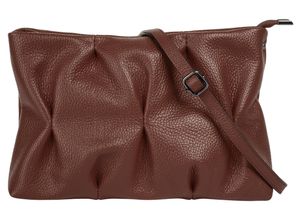 4260543054809 - Umhängetasche CLUTY Damen Gr B H T 24cm x 20cm x 5cm onesize braun Leder leicht glänzend unifarben Taschen echt Leder Made in Italy