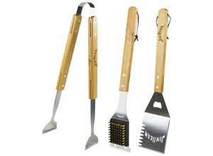 4250679505634 - Grillbesteck-Set JIM BEAM BBQ beige (natur silberfarben) Edelstahl Grillbesteck-Sets
