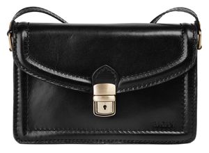 4260405120284 - Umhängetasche BAGAN Damen Gr B H T 21cm x 13cm x 5cm onesize schwarz Leder beschichtet glänzend Taschen echt Leder Made in Italy