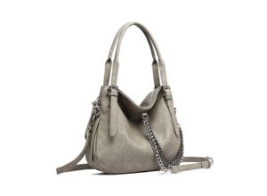 4036673245482 - Schultertasche RockMe Damen Gr B H T 32cm x 25cm x 7cm onesize grau Polyurethan (PU) COLLEZIONE ALESSANDRO Taschen aus softem Material
