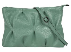 4260543054755 - Umhängetasche CLUTY Damen Gr B H T 24cm x 20cm x 5cm onesize grün Leder leicht glänzend unifarben Taschen echt Leder Made in Italy