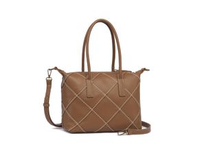 4036673247820 - Schultertasche Patches Damen Gr B H T 33cm x 25cm x 10cm onesize braun Polyurethan (PU) COLLEZIONE ALESSANDRO Taschen handwerklich gefertigt mit Kontrastnaht