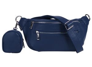 4260543063634 - Gürteltasche SAMANTHA LOOK Damen Gr B H T 27cm x 16cm x 5cm onesize blau Leder leicht glänzend unifarben Taschen echt Leder Made in Italy