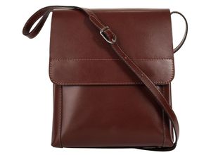 4260543061890 - Umhängetasche CLUTY Damen Gr B H T 23cm x 25cm x 11cm onesize braun Leder leicht glänzend unifarben Taschen echt Leder Made in Italy