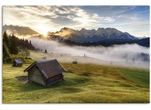 4062144644362 - Wandbild ARTLAND Herbst in Bayern Bilder Gr B H 120 cm x 80 cm Leinwandbild Berge & Alpenbilder Querformat 1 St beige (naturfarben) Kunstdrucke als Alubild Leinwandbild Wandaufkleber oder Poster in versch Größen